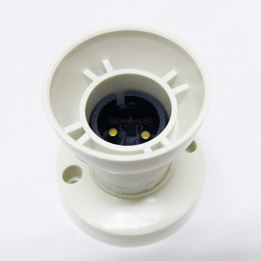 60238 B22 Batten Lamp Holder / Socket Light Bulb Holder c/w Base (White)