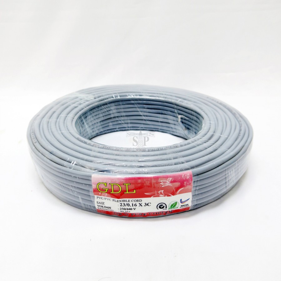 [1 Meter] GDL Pure Copper 3 Core PVC Insulated PVC Sheathed Flexible ...