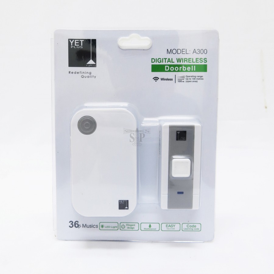 YETPLUS A300 Wireless Digital Door Chime/Door Bell [Plug-In Type] (White)