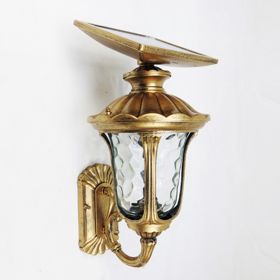 1813 9-inch E27 Classic Solar LED Outdoor Wall Gate Lamp