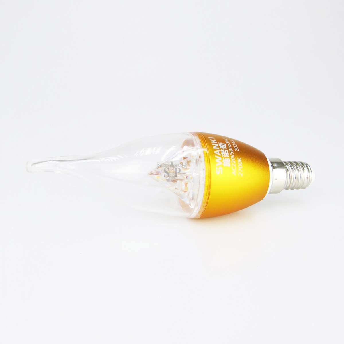 Swanki 02 E14 3W C40 LED Candle Tail Bulb [Clear] (Gold)