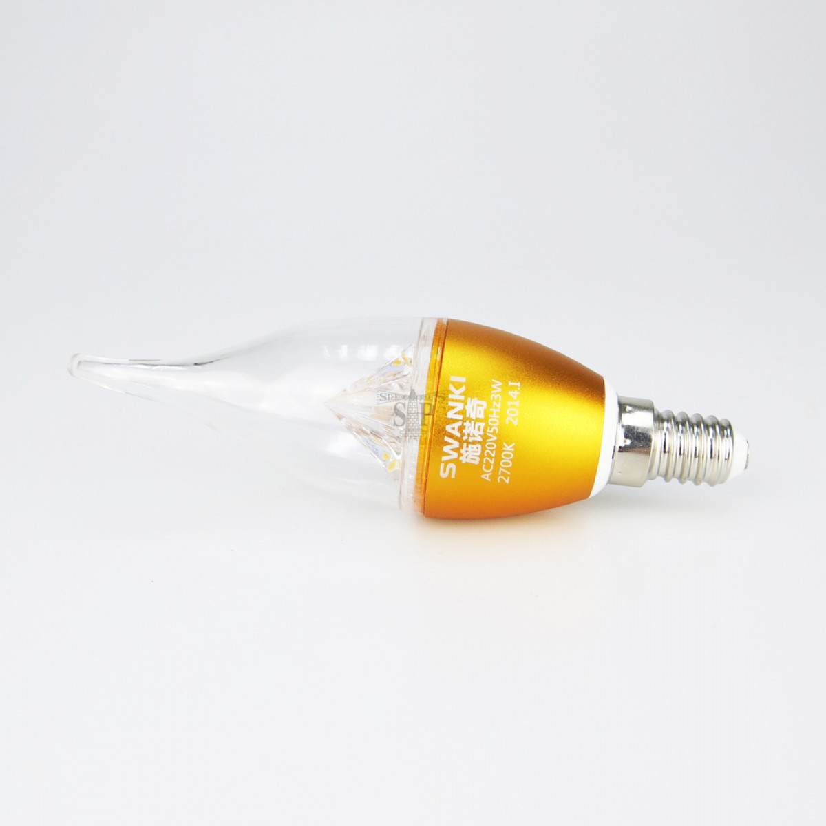Swanki 02 E14 3W C40 LED Candle Tail Bulb [Clear] (Gold)