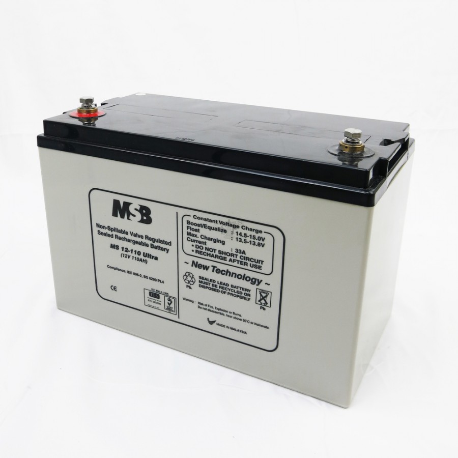 MSB MS12-110 Ultra 12V 110AH Non-Spillable Valve Regulated Sealed Rechargeable Lead Battery
