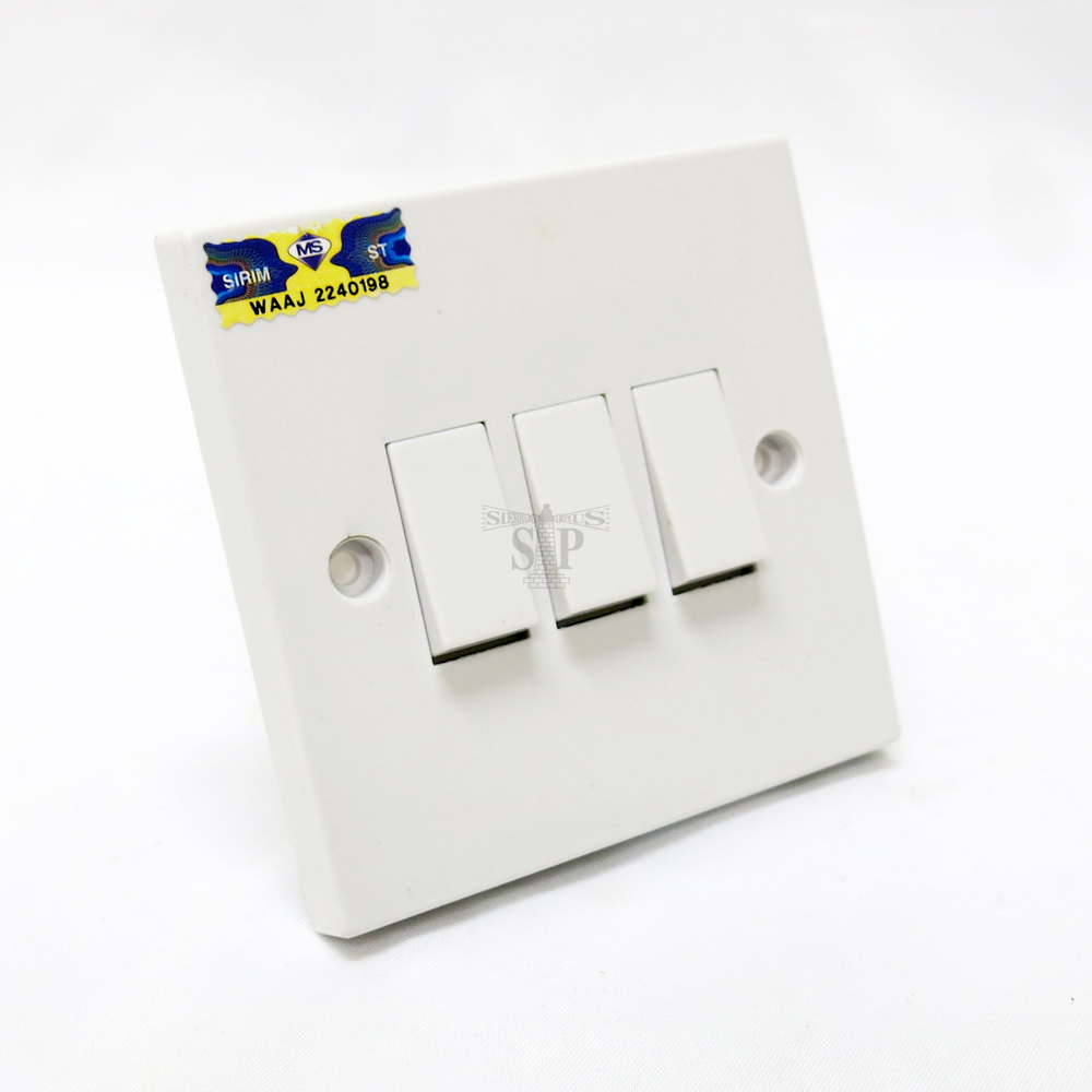 UMS 203 10Amp 3 Gang Switch [SIRIM] (White)