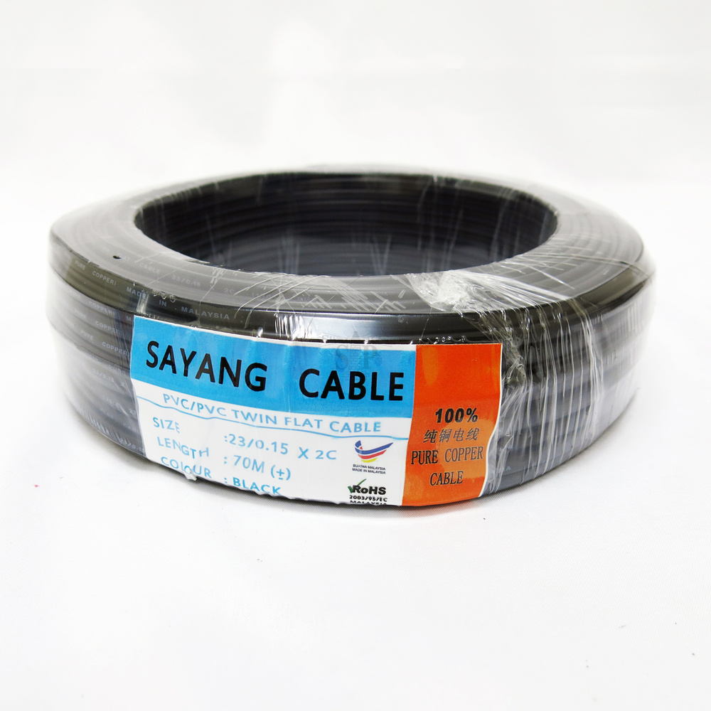 Sayang 23/0.15 x 2 Core VDE PVC Insulated PVC Sheathed Copper Twin Flat ...