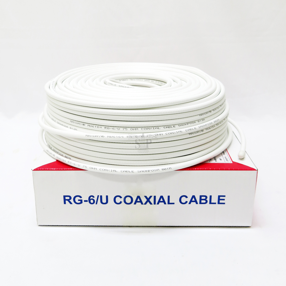 Maxway MW6164 RG6/U Coaxial Cable [100M] (White)